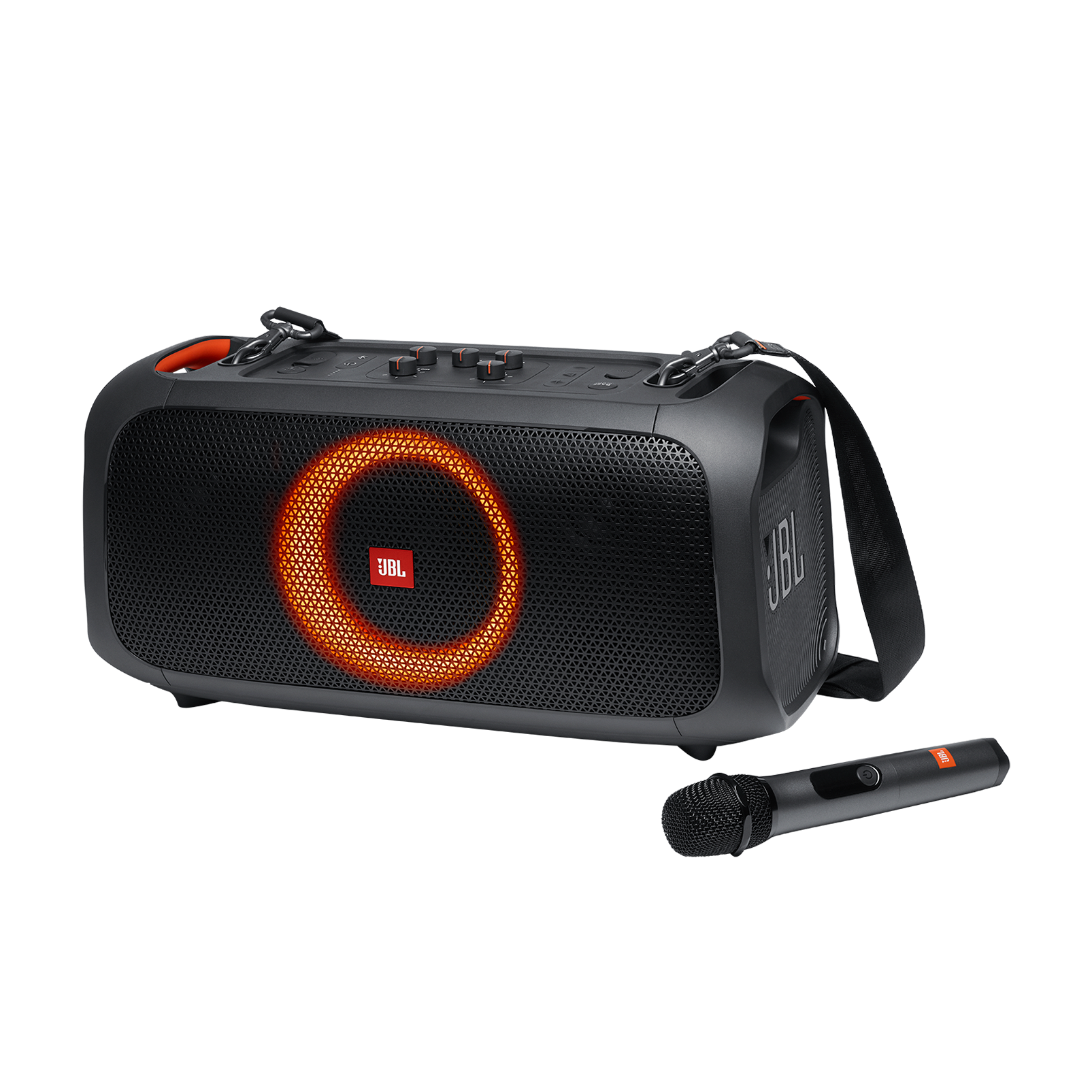 JBL PartyBox On-The-Go | Loa tiệc di động với micro không dây tích hợp đèn trình diễn